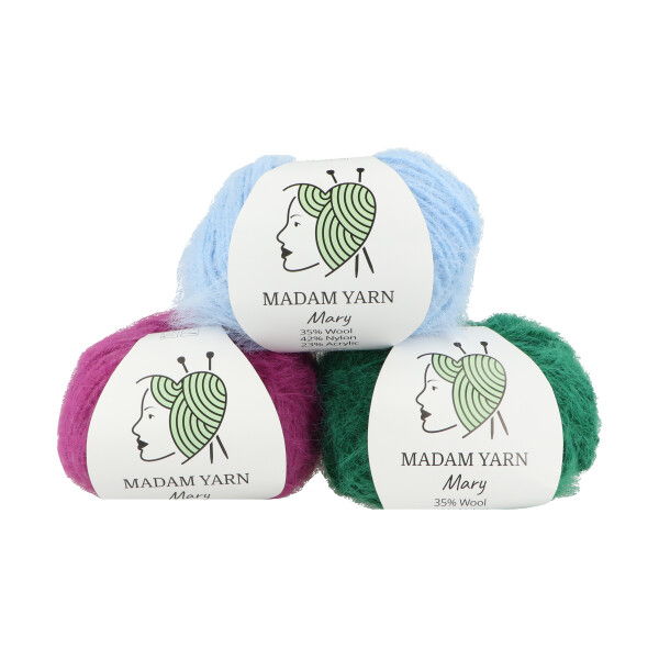 MARY WOLLE, 42% NYLON, 35% WOLLE, 23% AKRYL, MADAM YARN